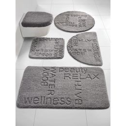 Grund Badgarnitur, grau, Gr&ouml;&szlig;e 47x50 cm + 45x50 cm - Deckelbezug + WC Vorlage ohne Ausschnitt