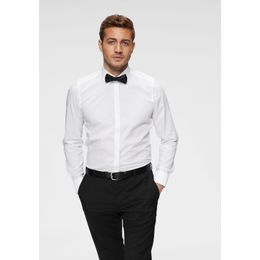 Smokinghemd OLYMP "Level Five body fit", Herren, Gr. 37, Normaler Arm, wei&szlig;, Web, Obermaterial: 97% Baumwolle, 3% Elasthan, unifarben, schmal, Umschlagmanschette, Hemden, Umschlagmanschetten,verdeckte Knopfleiste