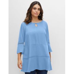 sheego Damen Tunika mit Lochmusterdetails, in A-Linie, himmelblau, Gr&ouml;&szlig;e 54