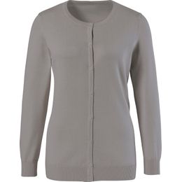 WITT Damen Strickjacke aus reiner Baumwolle, steingrau, Gr&ouml;&szlig;e 38