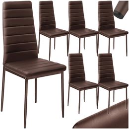 TecTake&reg; Set Esszimmerstuhl, gepolstert mit Kunstlederbezug, schlanke Stahlbeine, 45 x 48 x 98,5 cm