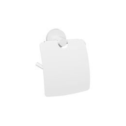 Brillantbad WHITE Papierrollenhalter Messing Wei&szlig; mit Deckel 140x155x80 mm f&uuml;r Bad & WC >> zum Bohren oder Kleben*