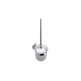 Brillantbad BOMEGA WC-B&uuml;rstengarnitur mit Glasbeh&auml;lter B&uuml;rste Wei&szlig; Messing Chrom poliert 95x360x140 mm f&uuml;r Bad & WC >> zum Bohren oder Kleben*