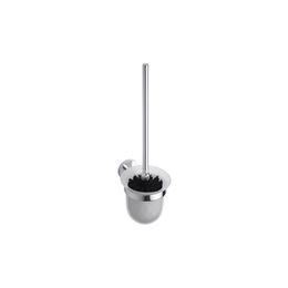 Brillantbad BOMEGA WC-B&uuml;rstengarnitur mit Glasbeh&auml;lter B&uuml;rste Schwarz Messing Chrom poliert 95x360x140 mm f&uuml;r Bad & WC >> zum Bohren oder Kleben*