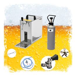 ich-zapfe Komplett Set - Zapfanlage, Bierzapfanlage, Bierkoffer, Durchlaufk&uuml;hler PYGMY 25 1-leitig Trockenk&uuml;hler, 35 Liter/h, Zapfkopf:NC Adapter