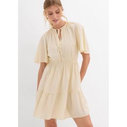 bonprix Minikleid aus flie&szlig;endem Viskose-Mix, beige, Gr.52, in kurzer L&auml;nge, aus Viskose