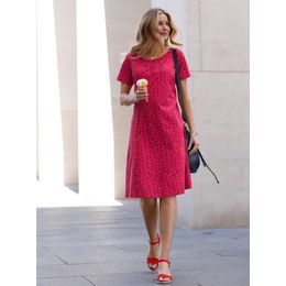 WITT Damen Jerseykleid im Minimal-Dessin, erdbeere-ecru-bedruckt, Gr&ouml;&szlig;e 36