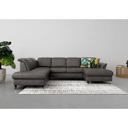 Sit & More Wohnlandschaft SIT & MORE, B:312cm H:88cm T:224cm, grau, 100% Polyester, Sofas, "Maggiore U-Form", wahlweise mit Kopfteilverstellung, Bettfunktion