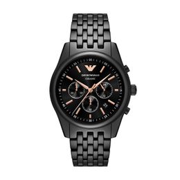 Emporio Armani Herren Chronograph, schwarz, Armbanduhren, Quarzuhr, Armbanduhr, Herrenuhr, Keramik, analog, Tag