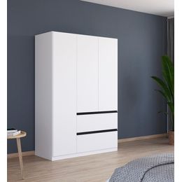 Dreht&uuml;renschrank Rauch, B:136cm H:197cm T:54cmalpinwei&szlig;, eingriffe graumetallic, Holzwerkstoff, Schr&auml;nke, "Kleiderschrank Schrank Garderobe COSTA in