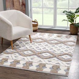 Hochflor-Teppich Carpet City, B:120cm H:20mm L:170cm, grau, Polypropylen, Teppiche, "Focus 3050", L&auml;ufer, Boho, Hochtief-Muster/ 3D-Effekt, f&uuml;r