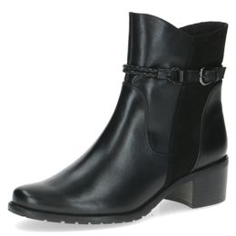 Caprice Damen Stiefelette, Gr. 37,5, schwarz, Leder, Textil, Schuhe, Blockabsatz, Businessschuh mit geflochtenem Zierriemchen