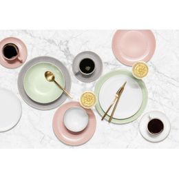 Seltmann Weiden Becher "Amina", &Oslash; 12cm x 9,6cm, 360ml, 1, grau, Trinkgef&auml;&szlig;e, Kaffeebecher, Tasse, mit Relief und edler Goldumrandung