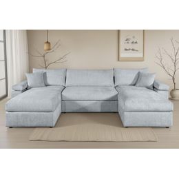 Wohnlandschaft OTTO HOME, B:309cm H:46cm T:162cmgrau, 100%Polyester, Sofas, "Cosy U-From Breite 309 cm, Sitzaufbau im Sandwich-Federkern", Bez&uuml;ge in