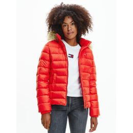 Tommy Jeans Damen Daunenjacke "BASIC HOODED DOWN JACKET", rot, Gr. XS, Fellimitat, bestickt, unifarben, Web, Obermaterial: 100% Polyester.