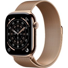 Apple Smartwatch "Watch Series 11", 46,mit eSIM, M/L, Milanese Loopgold milanese, gold, Smartwatches