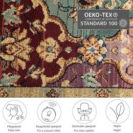 Teppich Theko, B:240cm H:10mm L:340cm, rot, Kunstfaser, Wohnzimmer, Teppiche, "Gabiro 208", Orient-Optik, ideal im Wohnzimmer & Schlafzimmer