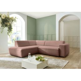 Ecksofa DIE PLANBAR, B:254cm H:75cm T:227cmharry rose, 100% Polyester, Wohnzimmer, Sofas, "MP-IN24083", SoftSitz-Kaltschaumpolsterung, wahlweise mit