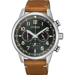 Citizen Herren Chronograph, braun, Armbanduhren, Armbanduhr, Herrenuhr, Solar, Datum, Stoppfunktion, Lederarmband