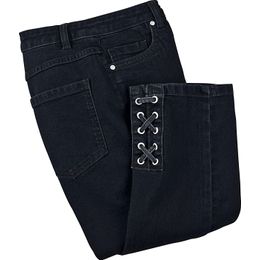WITT Damen 3/4-Jeans mit B&auml;ndchen-Verzierung, dark blue-denim, Gr&ouml;&szlig;e 40