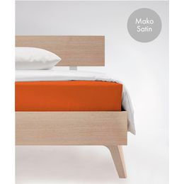 Spannbettlaken Fleuresse, B:100cm L:200cm, orange, Mako-Satin, Obermaterial: 100% Baumwolle, Bettlaken, "Colours in Gr. 90x200, 140x200 oder 180x200