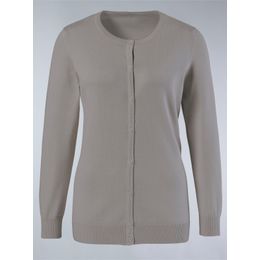 WITT Damen Strickjacke aus reiner Baumwolle, steingrau, Gr&ouml;&szlig;e 48
