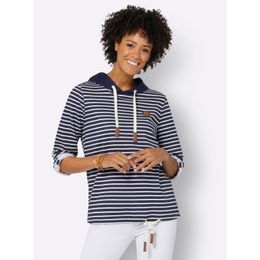 WITT Damen Ringelshirt in Sweat-Qualit&auml;t, marine-ecru-geringelt, Gr&ouml;&szlig;e 36