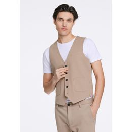 LINDBERGH Herren Anzugweste "Weste Slim Fit", beige, Gr. M, Obermaterial: 75% Polyester, 22% Viskose, 3% Elasthan; Futter: 100% Polyester, Westen