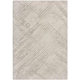 Teppich FLAIR RUGS, B:160cm H:12mm L:230cmcreme, Kunstfaser, Wohnzimmer, Teppiche, "Remy", Hoch-niedriger Flor in Wolle-Optik