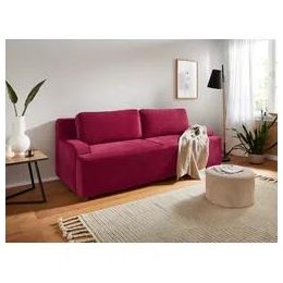 Schlafsofa Home Affaire "Halbschlaf", rot (bordeaux), B:225cm H:90cm T:95cm, 100% Polyester, Sofas, Schlafsofa, mit Bettfunktion und Bettkasten