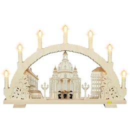 LED Schwibbogen "Dresdener Frauenkirche exklusiv", B/H/T: 36,5cm x 55cm x 55cmnatur, TIETZE ERZGEBIRGSDEGN, Schwibb&ouml;gen, 53x35x5 cm (BxHxT)