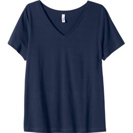 sheego Damen T-Shirt mit V-Ausschnitt, Rippqualit&auml;t, marine, Gr&ouml;&szlig;e 56/58