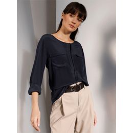 Heine Witt Damen Seidenbluse mit mattem Glanz, marine, Gr&ouml;&szlig;e 48