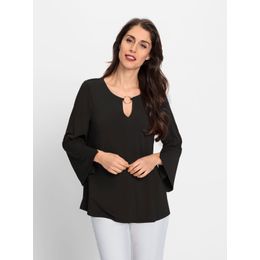 Heine Witt Damen 3/4-Arm-Shirt mit Schmuckring am Ausschnitt, schwarz, Gr&ouml;&szlig;e 44