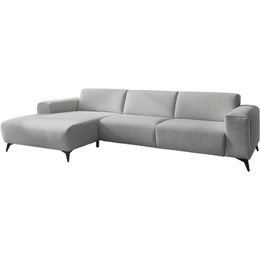 Ecksofa DIE PLANBAR "MP-IN24031", santos silber, B:298cm H:75cm T:174cm, 100% Polyester, Sofas, Ecksofa, SoftSitz-Kaltschaumpolsterung, wahlweise mit motorischer Vorziehbank