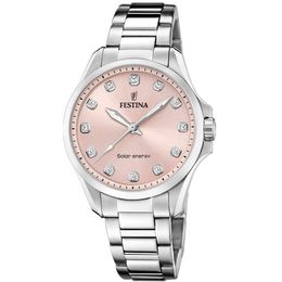 Festina Damen Solaruhr "Solar Energy", rosa, Armbanduhren, Armbanduhr, Damenuhr, Edelstahlarmband