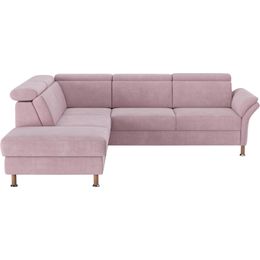 Ecksofa Home Affaire, B:259cm H:85cm T:227cm, rosa, 100% Polyester, Wohnzimmer, Sofas, "Calypso L-Form", mit Relaxfunktion motorisch im Sofa 2,5-
