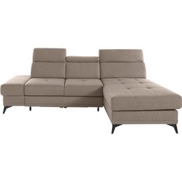 Ecksofa Home Affaire, B:246cm H:83cm T:173cm, beige, Webstoff (100% Polyester);Luxus-Microfaser Paris (90% Polyester/10% Polyamid);Struktur fein