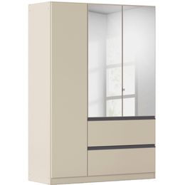 Dreht&uuml;renschrank Rauch, B:136cm H:197cm T:54cmbeige (champagner), eingriffe graumetallic, Holzwerkstoff, Schr&auml;nke, "Kleiderschrank Schrank Garderobe