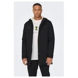 Only & Sons Parka ONLY & SONS "ONSALEXANDER LIFE PARKA OTW VD", Herren, Gr. M, schwarz, Web, Obermaterial: 100% Polyester, unifarben, regular fit Po-bedeckend, gerader Abschluss, Jacken Parka, Polyester, regular fit
