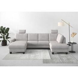 Wohnlandschaft Home Affaire, B:314cm H:91cm T:170cm, silber, 95% Polyester, 5% Polyamid, Sofas, "Summer U-Form", mit oder ohne Bettfunktion und