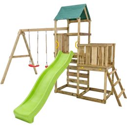 Fungoo Kinder Spielturm "MaxPlay 3.1"gr&uuml;n, FSC-zertifizierter Massivholz, Metall, Polyethylen, B:356cm H:262cm T:395cm, Spielt&uuml;rme, mit Rutsche,