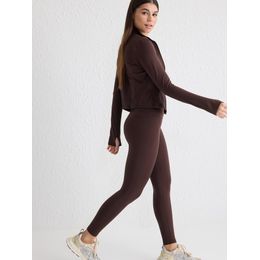 Trendyol Leggings Damen Gr&ouml;&szlig;e S dunkelbraun
