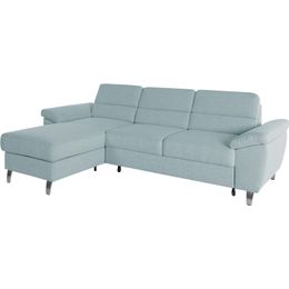Sit & More Ecksofa SIT & MORE, B:250cm H:88cm T:161cm, blau, Wohnzimmer, Sofas, "Sorano L-Form", wahlweise mit Bettfunktion und Bettkasten