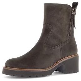 Stiefelette Gabor "TUNIS", Damen, Gr. 39, dunkelbraun, Veloursleder, unifarben, Schuhe Stiefelette, Blockabsatz, Herbstboots mit Zierrei&szlig;verschluss au&szlig;en, G-Weite