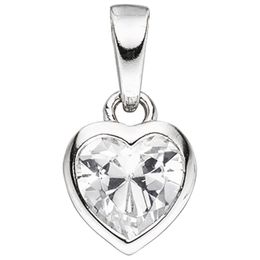 Herzanh&auml;nger Jobo "Kinder-Anh&auml;nger kleines Herz 9 mm", wei&szlig;, wei&szlig;, Schmuckanh&auml;nger, M&auml;dchen, Silber 925 (Sterlingsilber), 925 Silber rhodiniert mit einem Kristall