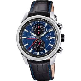 Festina Herren Chronograph "Timeless Chronograph", schwarz, Armbanduhren, Quarzuhr, Armbanduhr, Herrenuhr, Lederarmband, analog, Tag