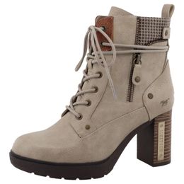 Mustang Shoes Damen Winterstiefelette "Nana", Gr. 42, beige, Lederimitat, Textil, Schuhe, Schn&uuml;rstiefelette mit w&auml;rmendem Textilfutter