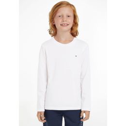 Tommy Hilfiger Jungen Langarmshirt "BOYS BASIC CN KNIT L/S", wei&szlig;, Gr. 7, Obermaterial: 100% Baumwolle, Shirts, f&uuml;r Jungen