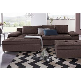 Ecksofa Home Affaire, B:290cm H:82cm T:90cm, braun, Struktur fein (95% Polyester, 5% Polyamid);Luxus-Microfaser ALTARA NUBUCK (100%